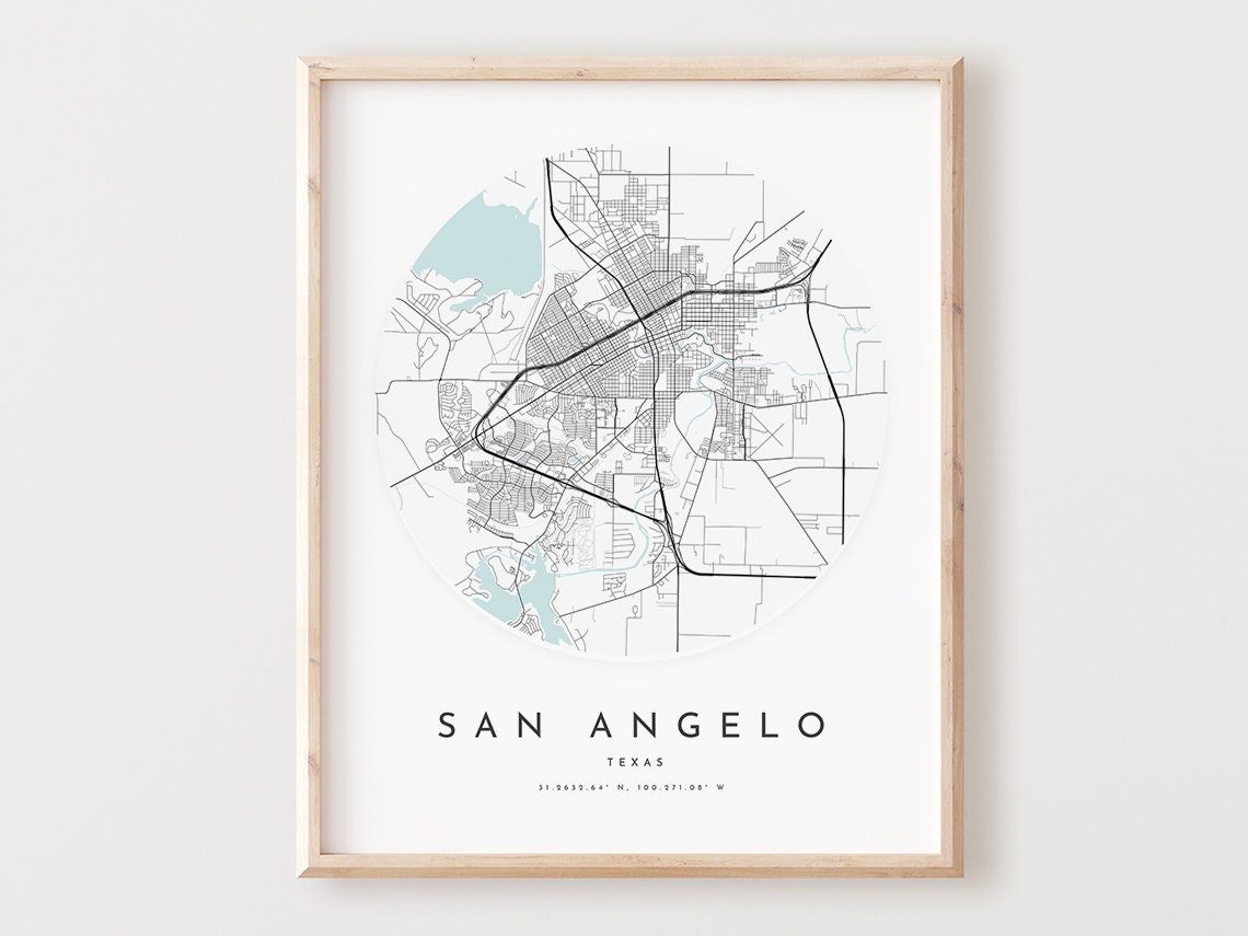 San Angelo Map Print, San Angelo Map Poster City Wall Art, Tx Road Map ...