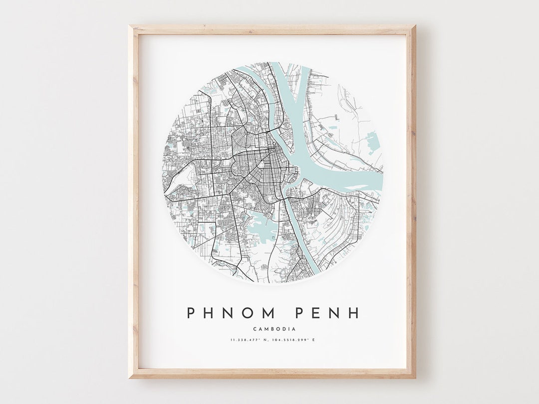 Phnom Penh Map Print, Phnom Penh Map Poster City Wall Art, Phnom Penh ...