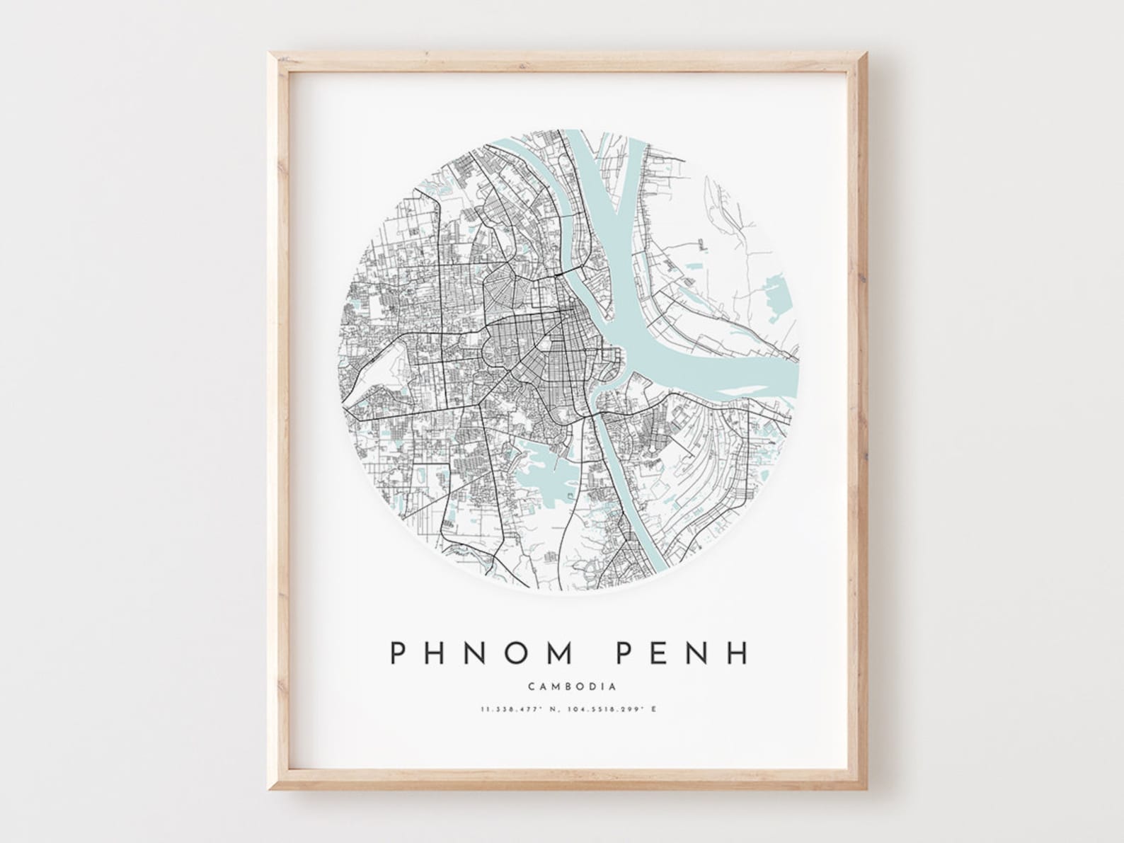 Phnom Penh Map Print, Phnom Penh Map Poster City Wall Art, Phnom Penh ...