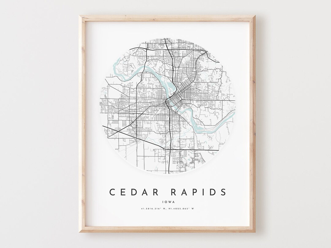 Cedar Rapids Iowa Map Print: Modern City Wall Art - Etsy