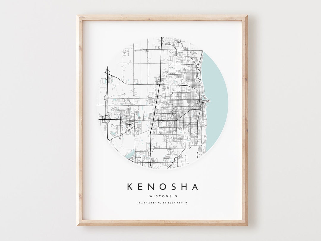 Kenosha Map Print, Kenosha Map Poster City Wall Art, Wi Road Map ...