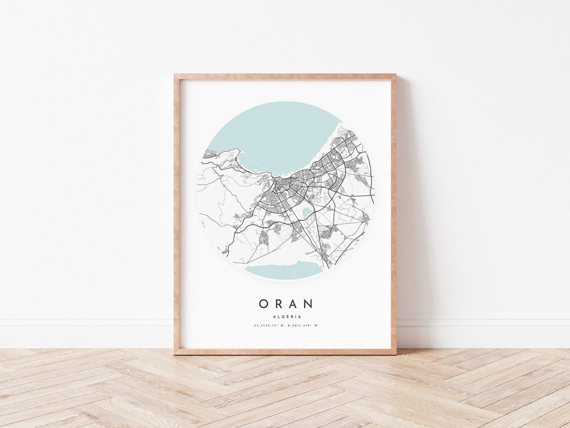 Oran Map Print, Oran Map Poster City Wall Art, Oran Road Map, Oran ...