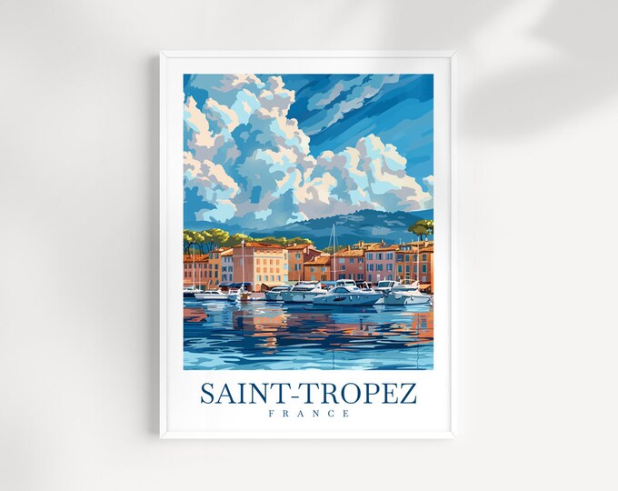 Saint Tropez Print Black and White, French Riviera Wall Art, Saint Tropez Poster, France Travel ...