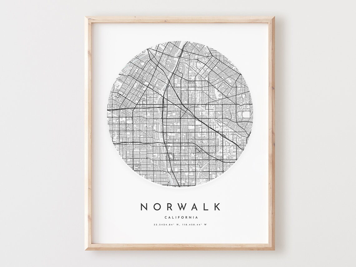 Norwalk Map Print, Norwalk Map Poster City Wall Art, Ca Road Map ...