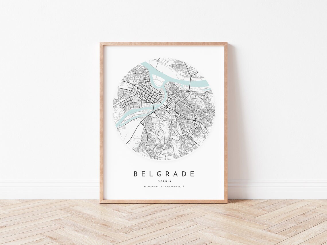 Belgrade Map Print, Belgrade Map Poster City Wall Art, Belgrade Road ...