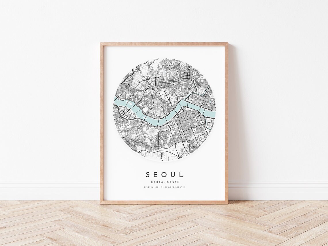 Seoul Map Print, Seoul Map Poster City Wall Art, Seoul Road Map, Seoul ...