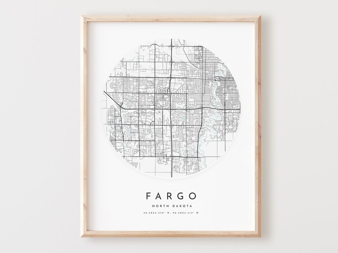 Fargo Map Print, Fargo Map Poster City Wall Art, Nd Road Map, North ...