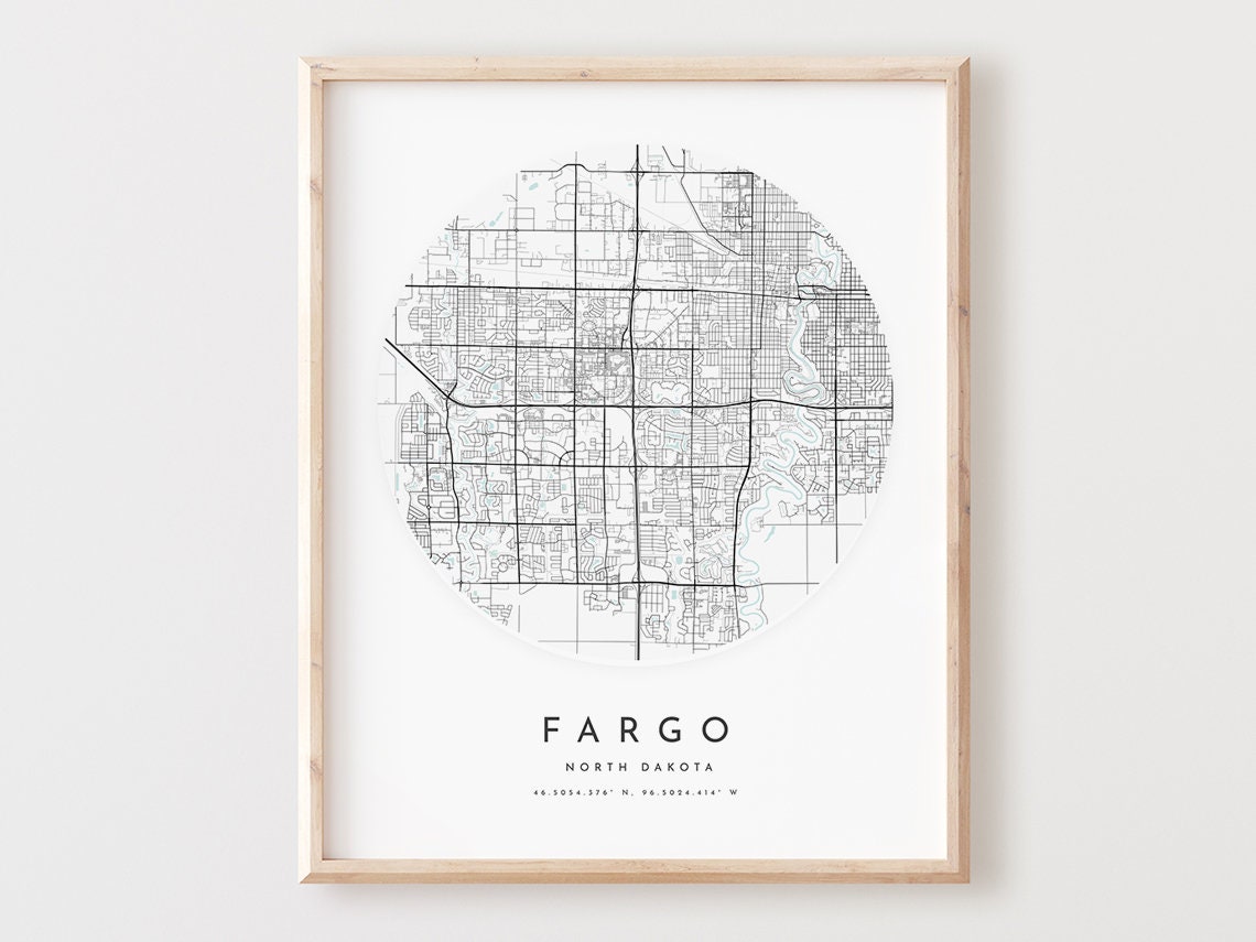 Fargo Map Print Fargo Map Poster City Wall Art Nd Road Map - Etsy UK