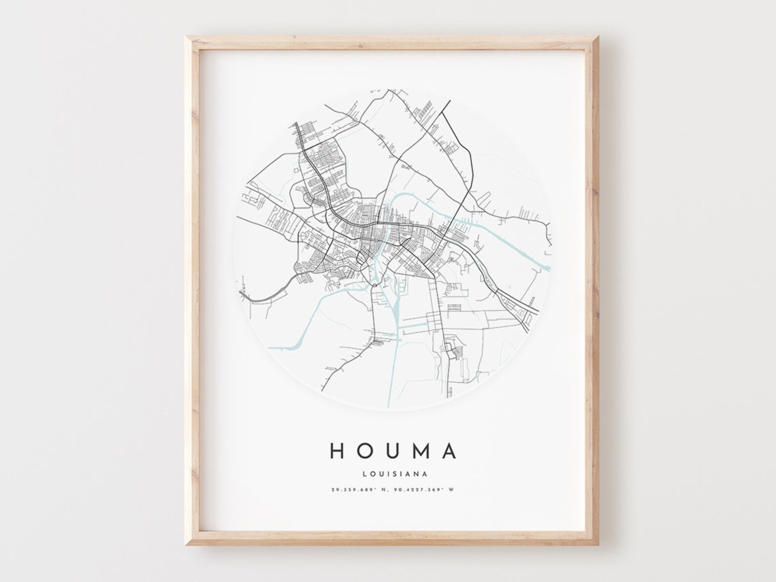 Houma Map Print, Houma Map Poster City Wall Art, La Road Map, Louisiana ...