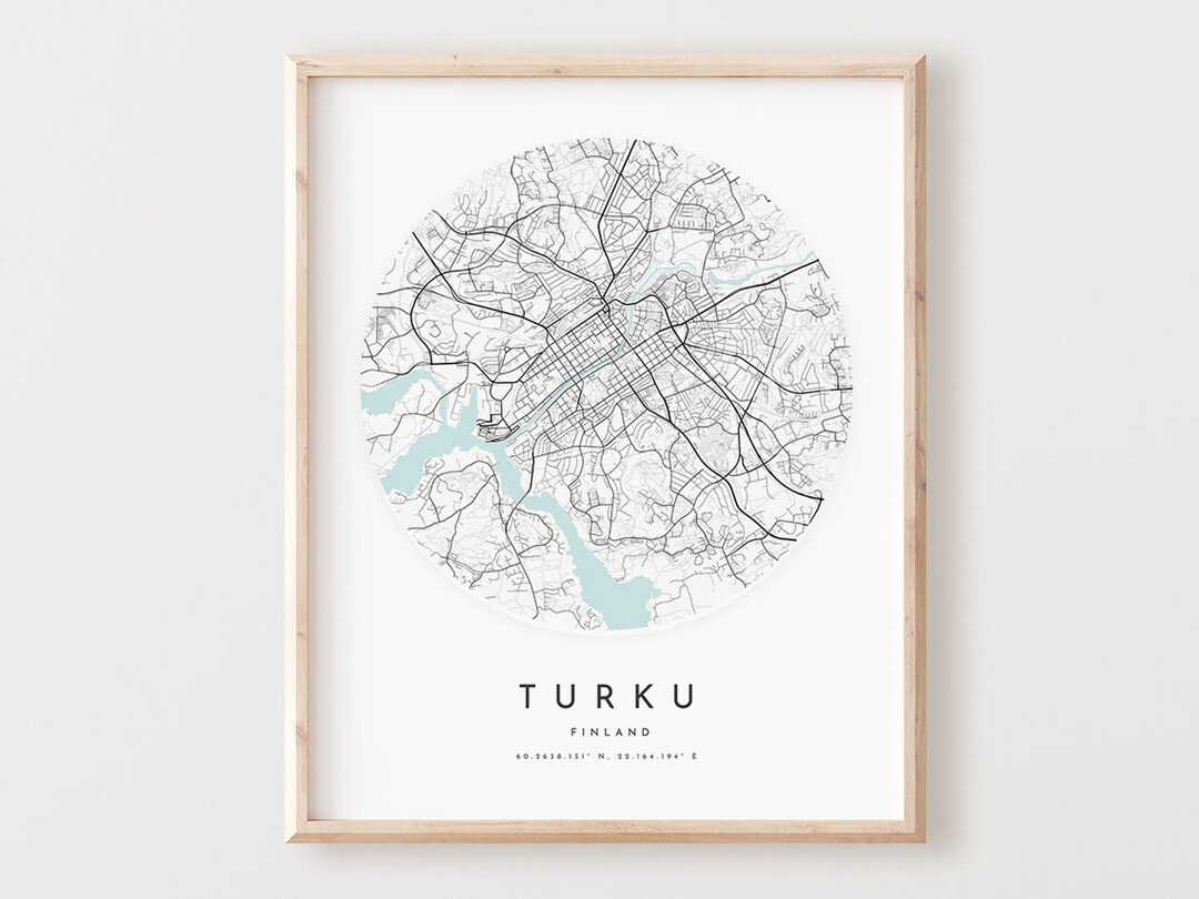 Turku Map Print Turku Map Poster City Wall Art Turku Road - Etsy