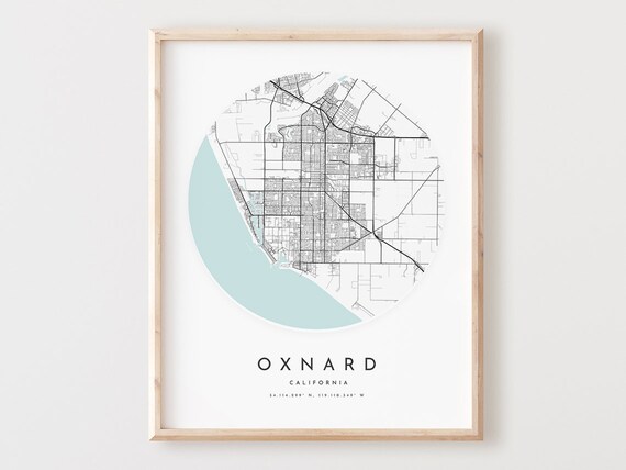 Oxnard Map Print Oxnard Map Poster City Wall Art Ca Road - Etsy