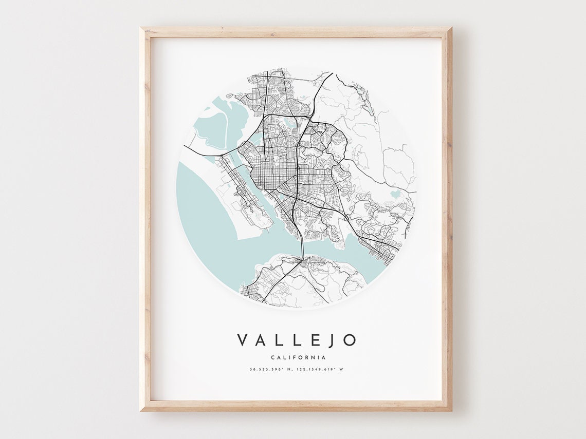 Vallejo Map Print, Vallejo Map Poster City Wall Art, Ca Road Map ...