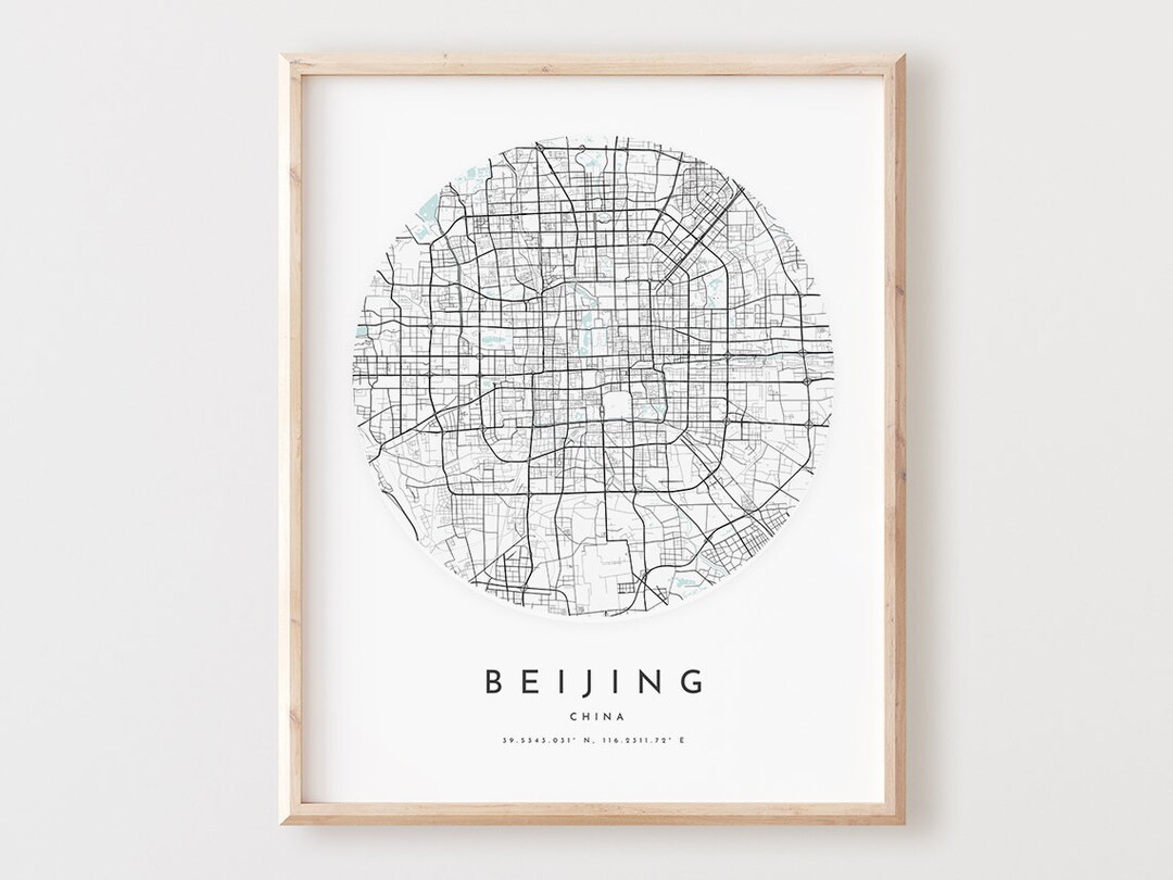 Beijing Map Print Beijing Map Poster City Wall Art Beijing - Etsy