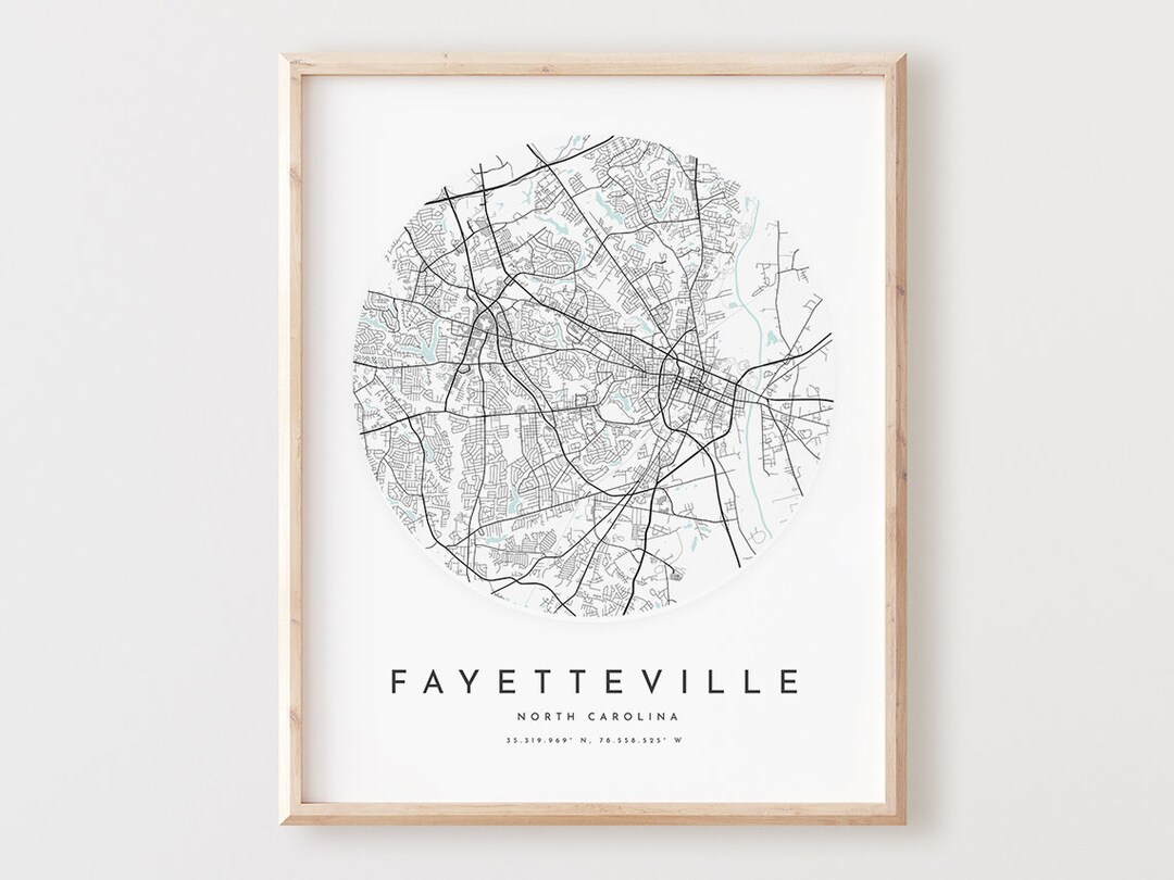 Fayetteville Map Print, Fayetteville Map Poster City Wall Art, Nc Road ...