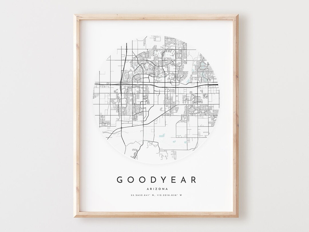 Goodyear Map Print, Goodyear Map Poster City Wall Art, Az Road Map ...