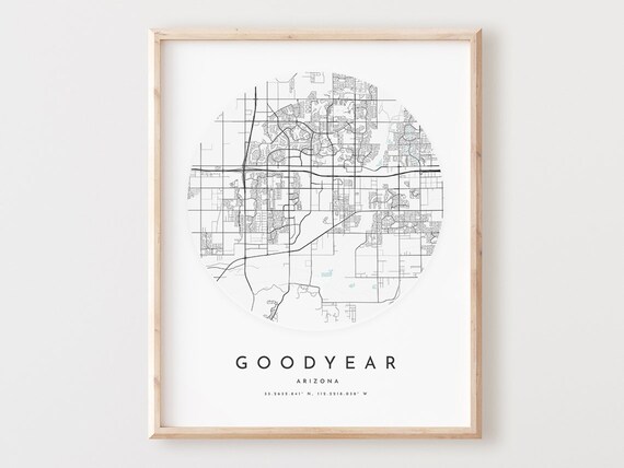 Goodyear Map Print Goodyear Map Poster City Wall Art Az Road | Etsy