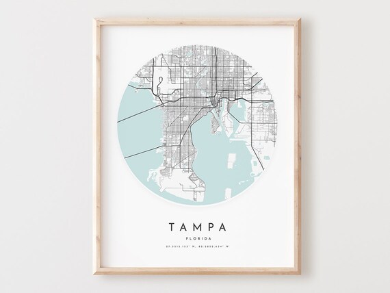Tampa Map Print Tampa Map Poster City Wall Art Fl Road Map | Etsy