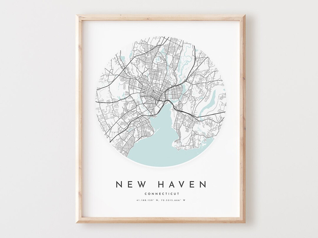 New Haven Map Print New Haven Map Poster City Wall Art Ct - Etsy