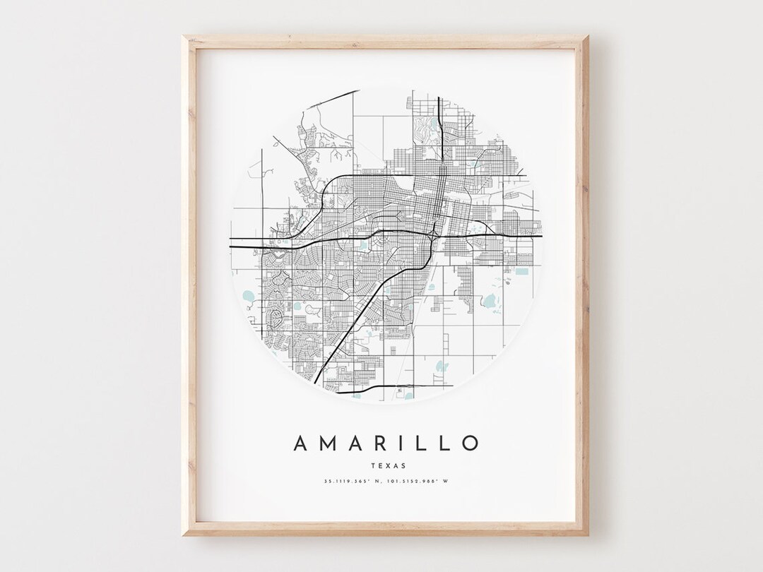 Amarillo Map Print, Amarillo Map Poster City Wall Art, Tx Road Map ...
