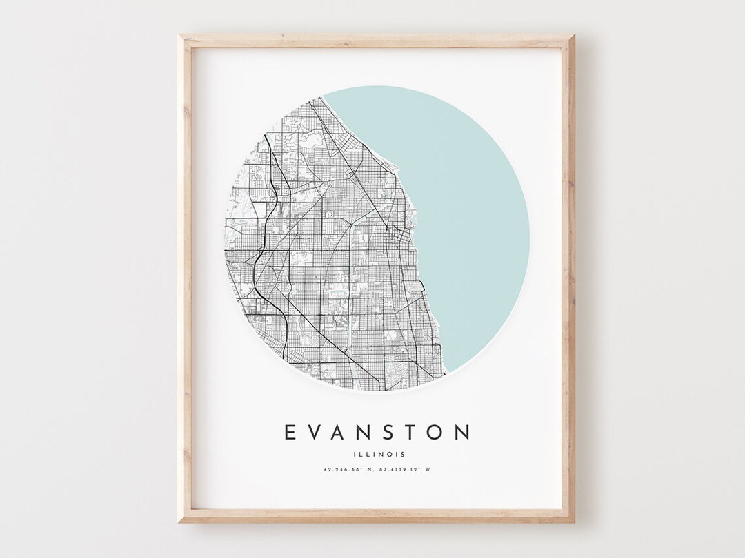 Evanston Map Print, Evanston Map Poster City Wall Art, Il Road Map ...