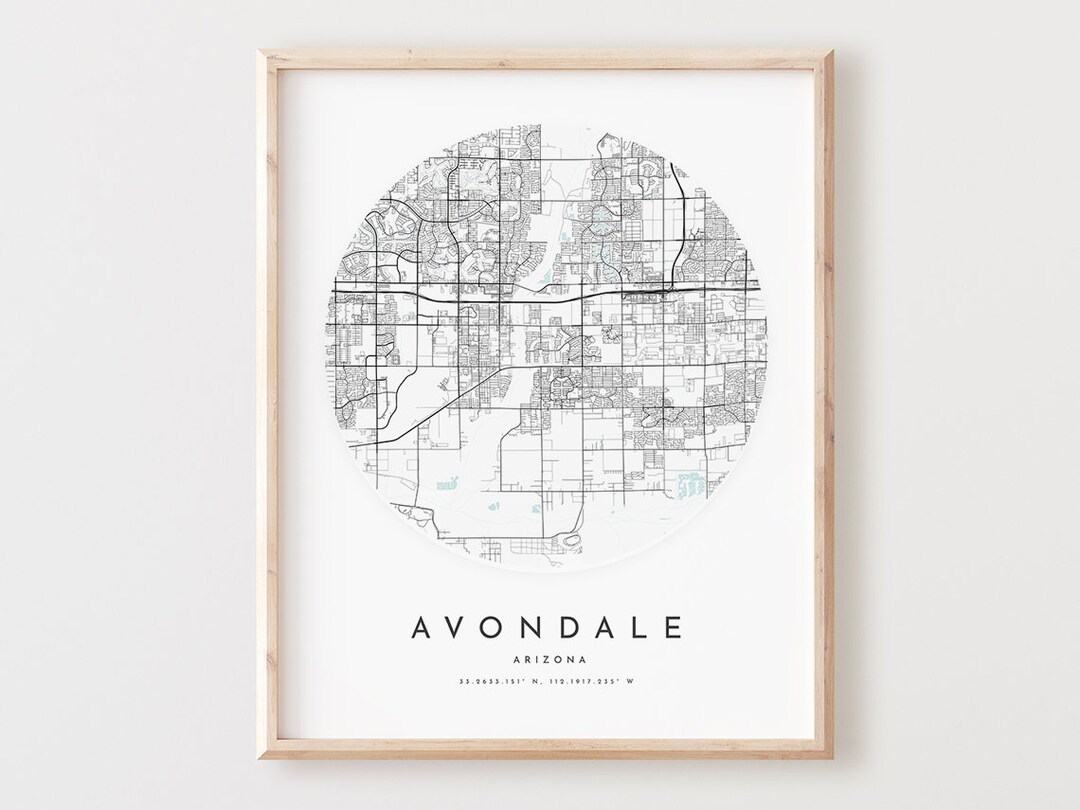 Avondale Map Print, Avondale Map Poster City Wall Art, Az Road Map ...