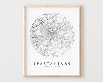Spartanburg Sc Map - Etsy