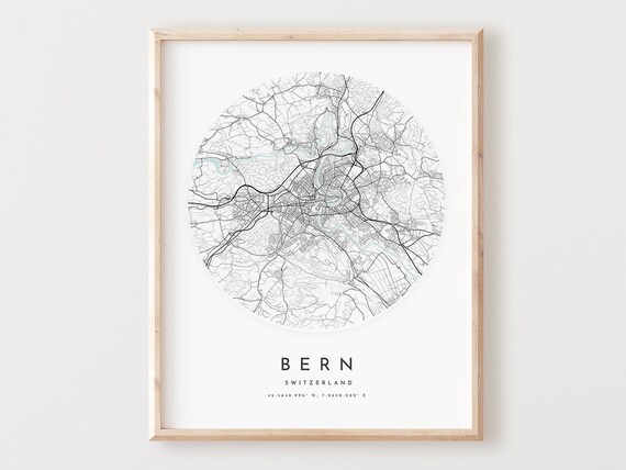 Bern Mapa impresión Bern mapa cartel ciudad arte de la pared | Etsy México