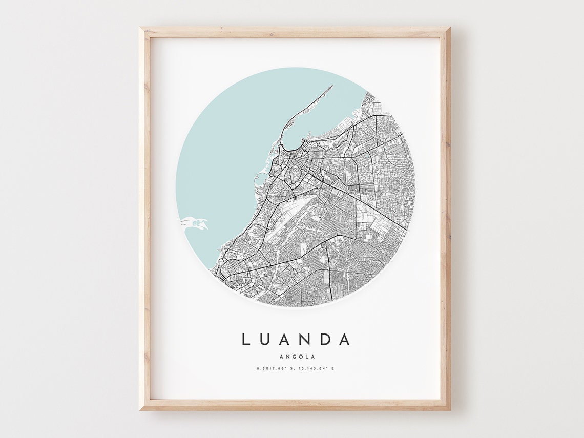 Luanda Map Print Luanda Map Poster City Wall Art Luanda Road - Etsy