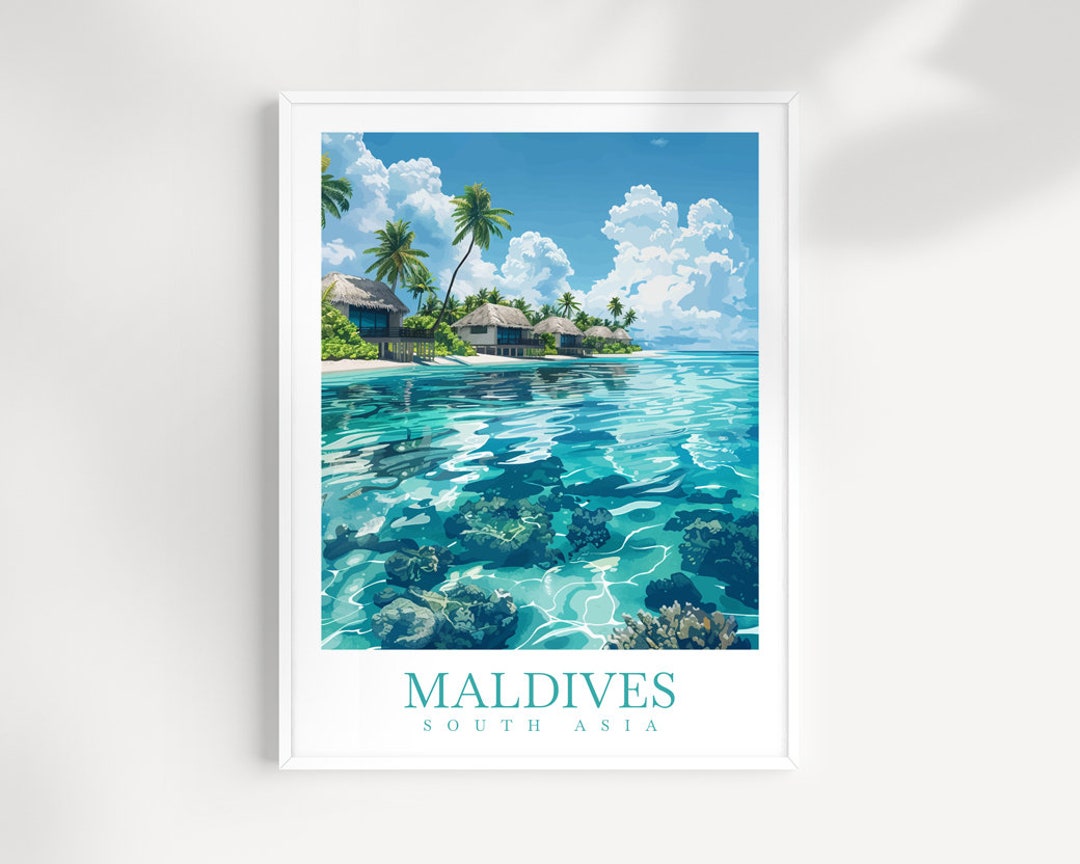 Maldives Travel Print Wall Art Aisa Wall Hanging Home Décor Maldives ...