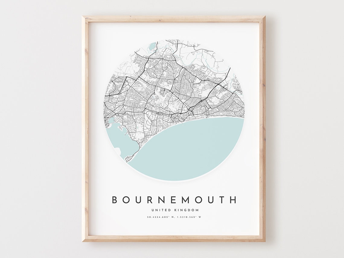 Bournemouth Map Print Bournemouth Map Poster City Wall Art - Etsy UK