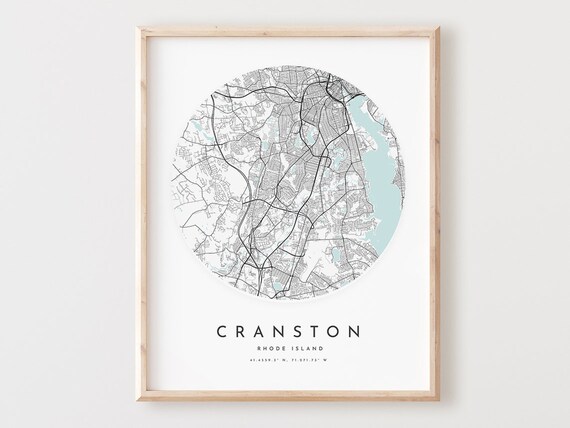 Cranston Map Print Cranston Map Poster City Wall Art Ri Road | Etsy