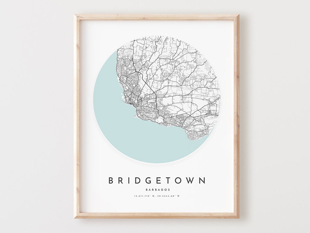 Bridgetown Map Print, Bridgetown Map Poster City Wall Art, Bridgetown ...