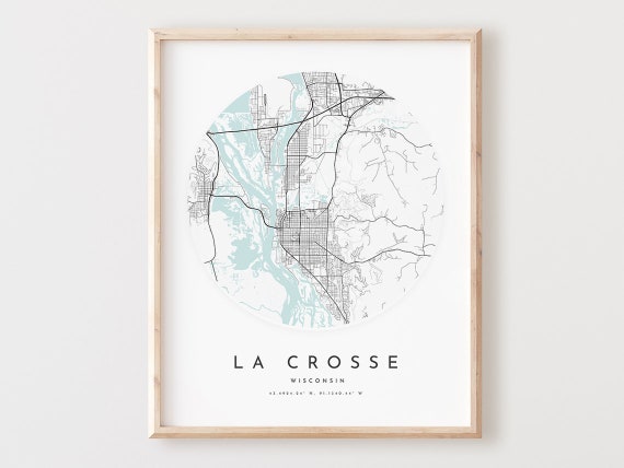 La Crosse Map Print La Crosse Map Poster City Wall Art Wi | Etsy