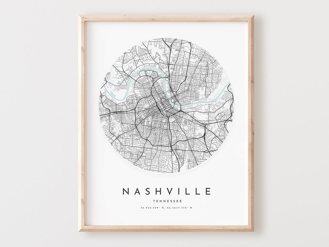 Nashville Map Print, Nashville Map Poster City Wall Art, Tn Road Map ...