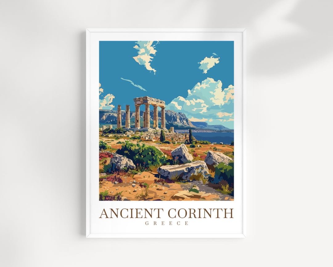 Ancient Corinth Travel Print Greece Poster Ancient Corinth Art Print ...