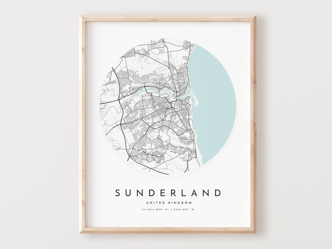 Sunderland Map Print, Sunderland Map Poster City Wall Art, Sunderland ...