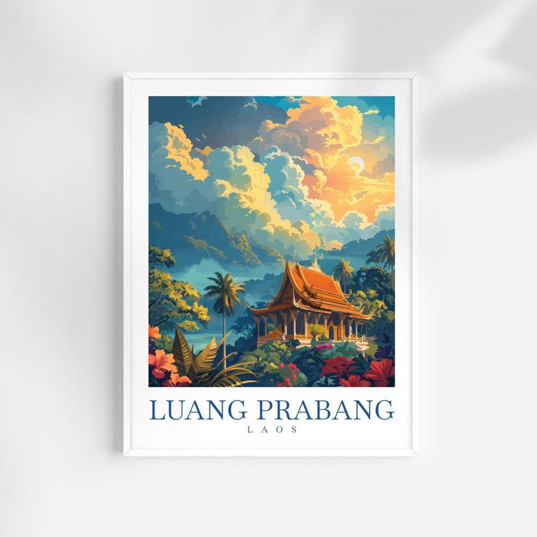 Luang Prabang Travel Print Laos Poster Wall Art Aisa Wall Hanging Home ...
