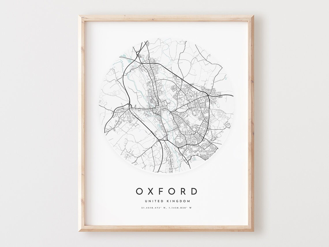 Oxford Map Print Oxford Map Poster City Wall Art Oxford Road - Etsy España