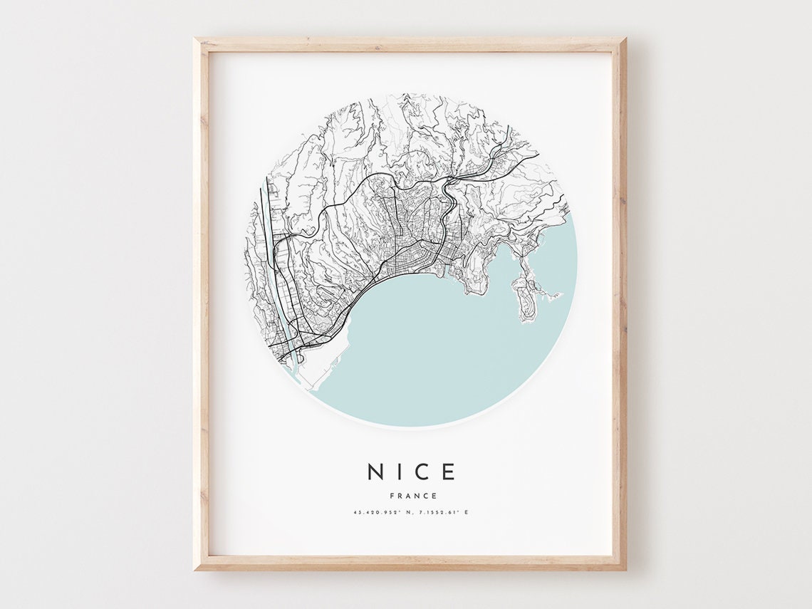 Nice Map Print Nice Map Poster City Wall Art Nice Road Map - Etsy