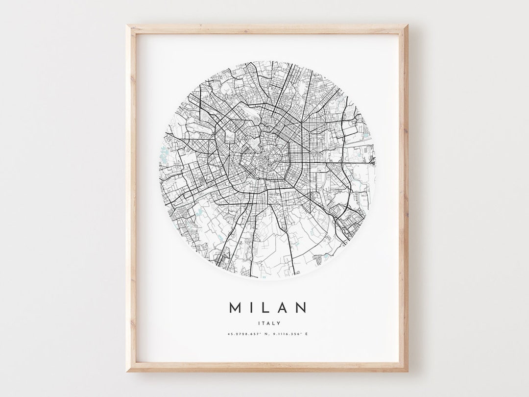 Milan Map Print, Milan Map Poster City Wall Art, Milan Road Map, Milan ...