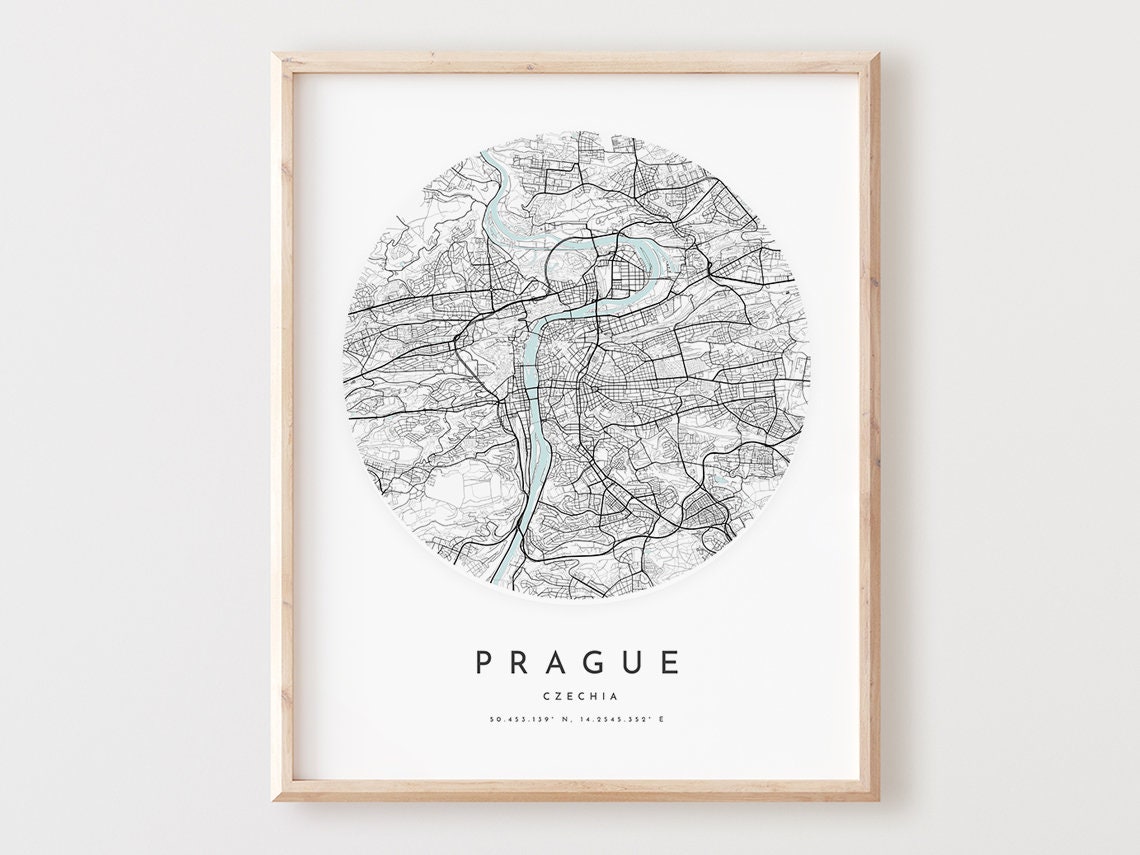 Globes & Maps Prague Map Print Prague Map Poster Wall Art Prague Print ...