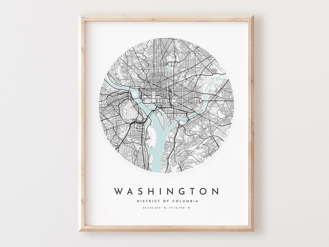 Washington Map Print, Washington Map Poster City Wall Art, Dc Road Map ...