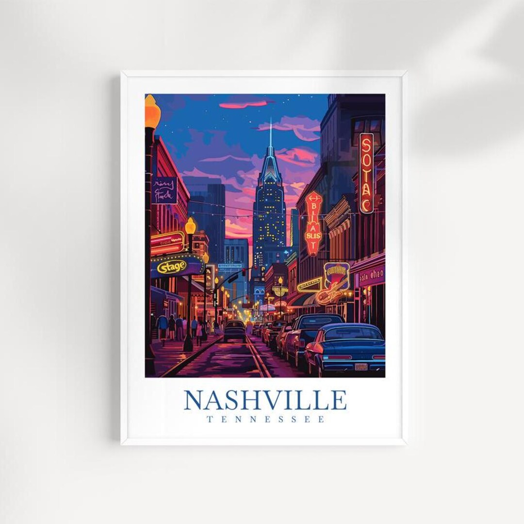 Nashville Tennessee Travel Poster: Colorful Cityscape Wall Art - Etsy