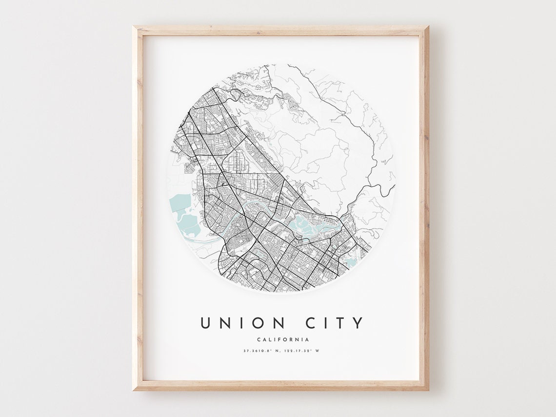 Union City Map Print, Union City Map Poster City Wall Art, Ca Road Map ...