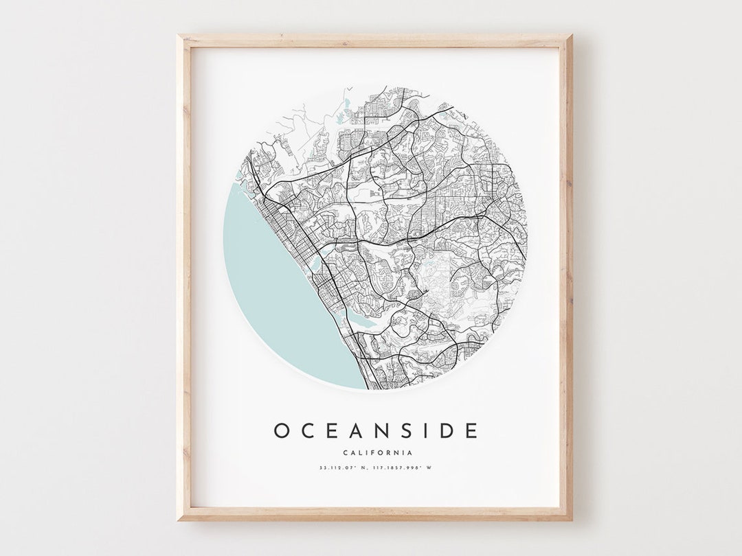 Oceanside Map Print, Oceanside Map Poster City Wall Art, Ca Road Map ...