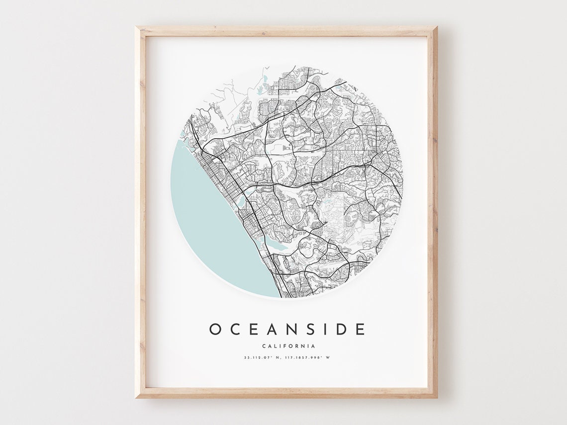 Oceanside Map Print Oceanside Map Poster City Wall Art Ca - Etsy