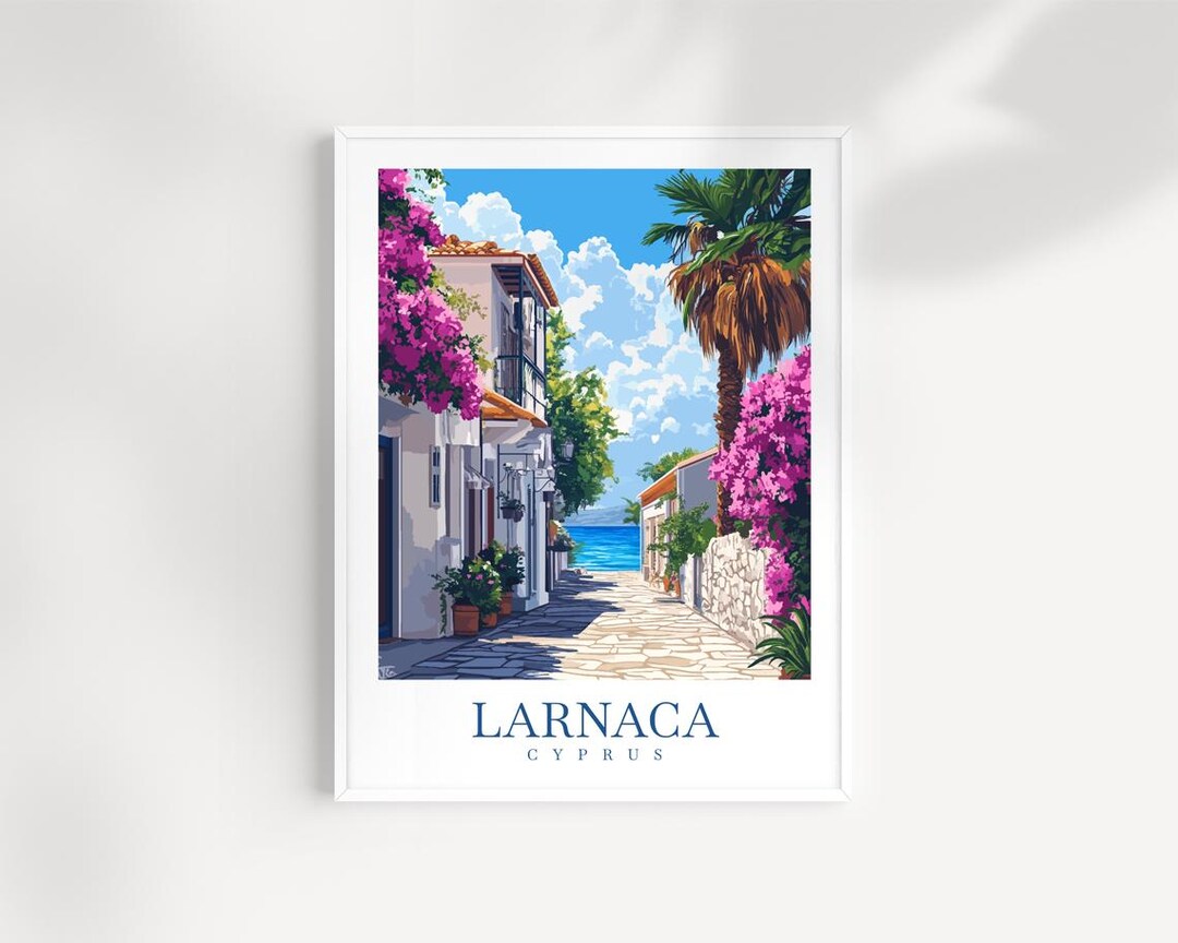Larnaca Travel Wall Art Print – Coastal Cyprus Landscape, Mediterranean ...