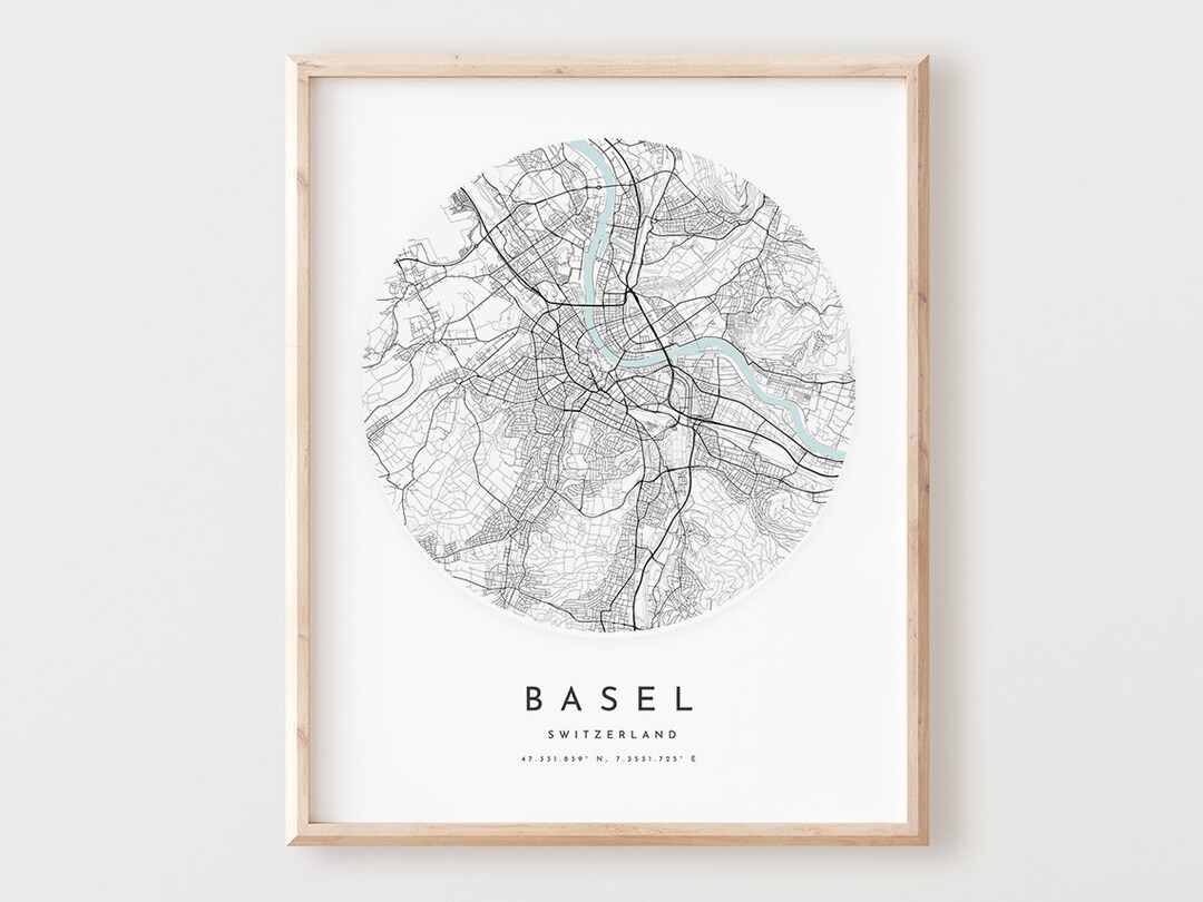 Basel Map Print, Basel Map Poster City Wall Art, Basel Road Map, Basel ...
