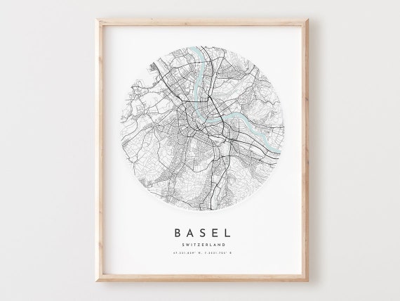 Basel Map Print Basel Map Poster City Wall Art Basel Road - Etsy