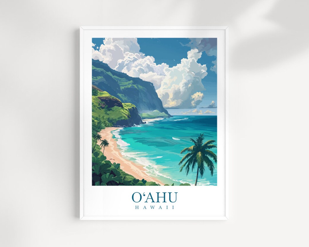 Oahu Print Travel Print Wall Art Hawaii Wall Hanging Home Décor Oahu ...